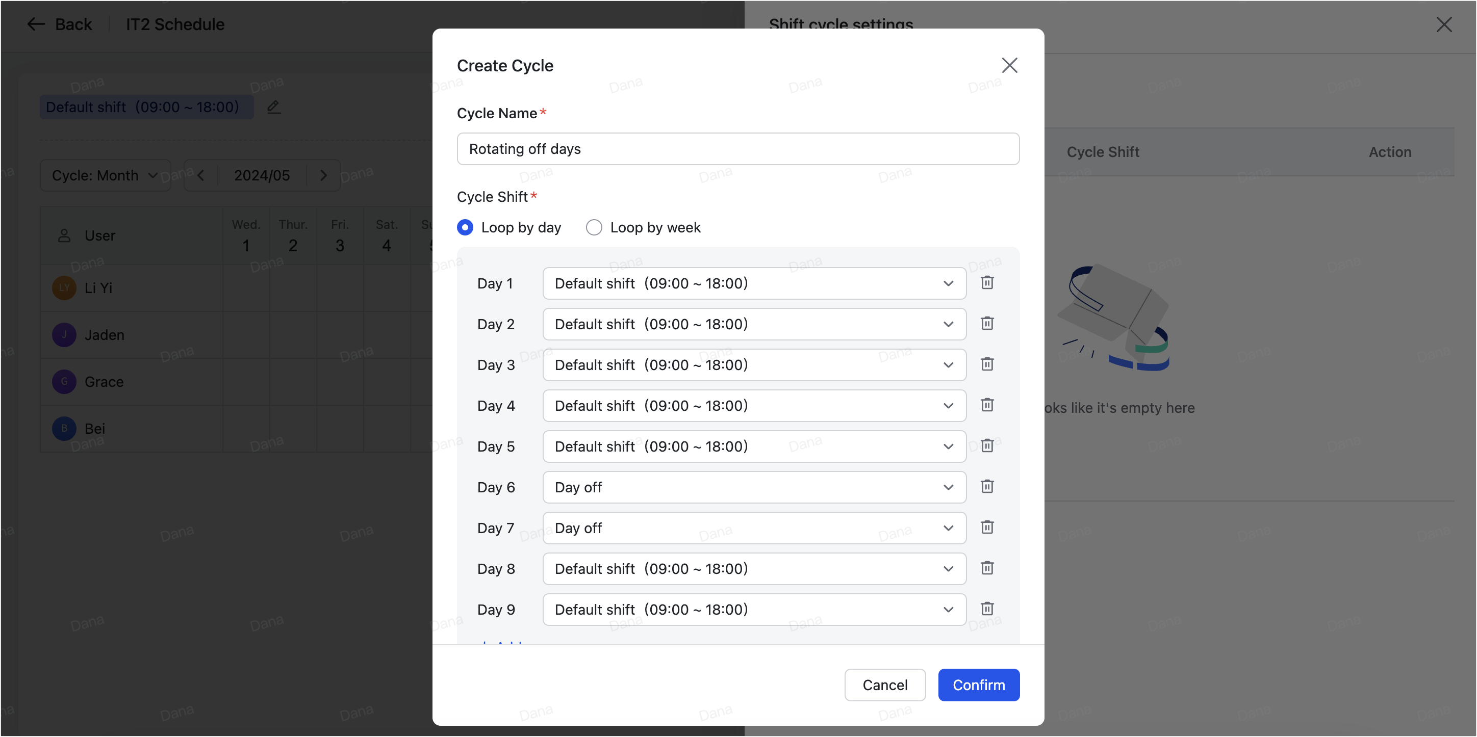 Admin | Set rotating off days