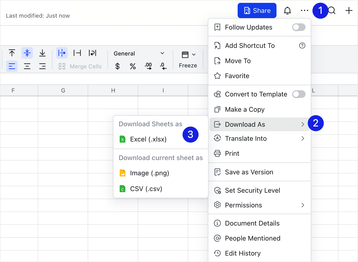 Download Lark spreadsheets