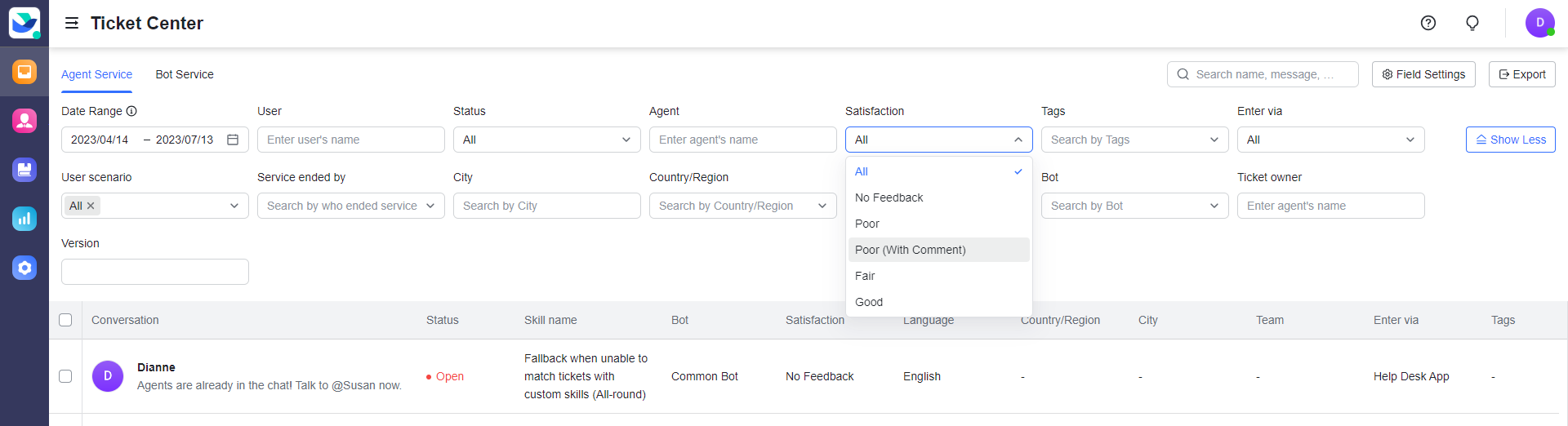 Configure Help Desk satisfaction surveys