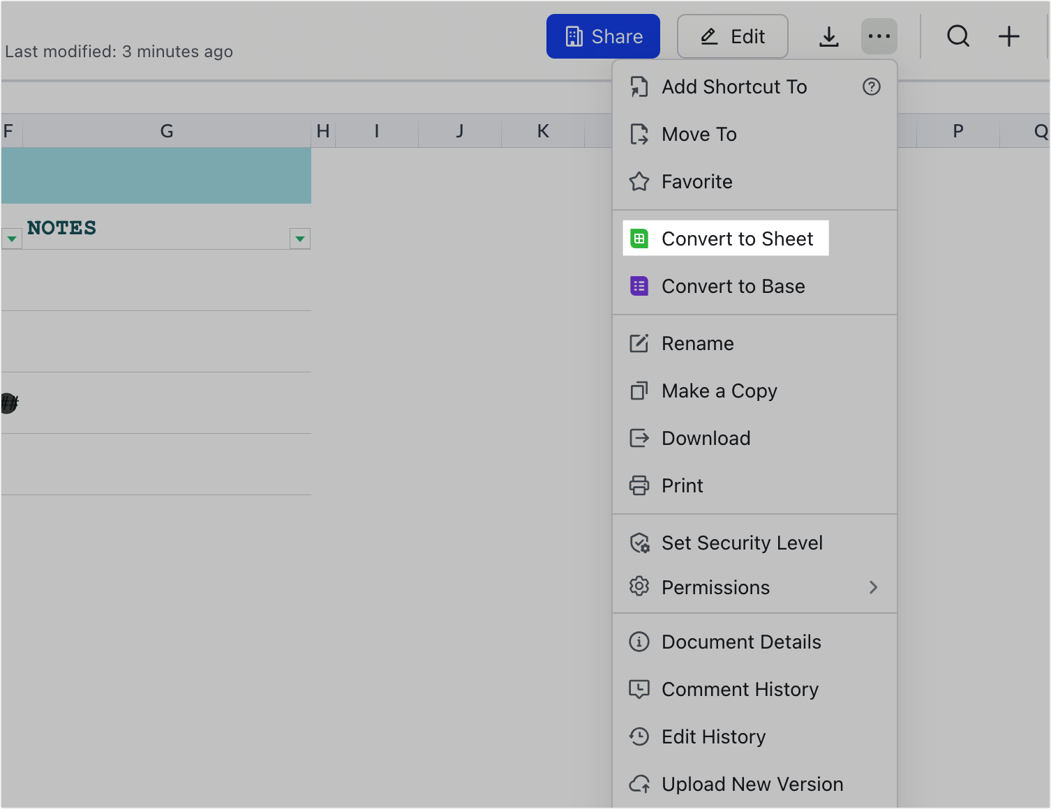 Import and convert Excel or CSV files into Sheets