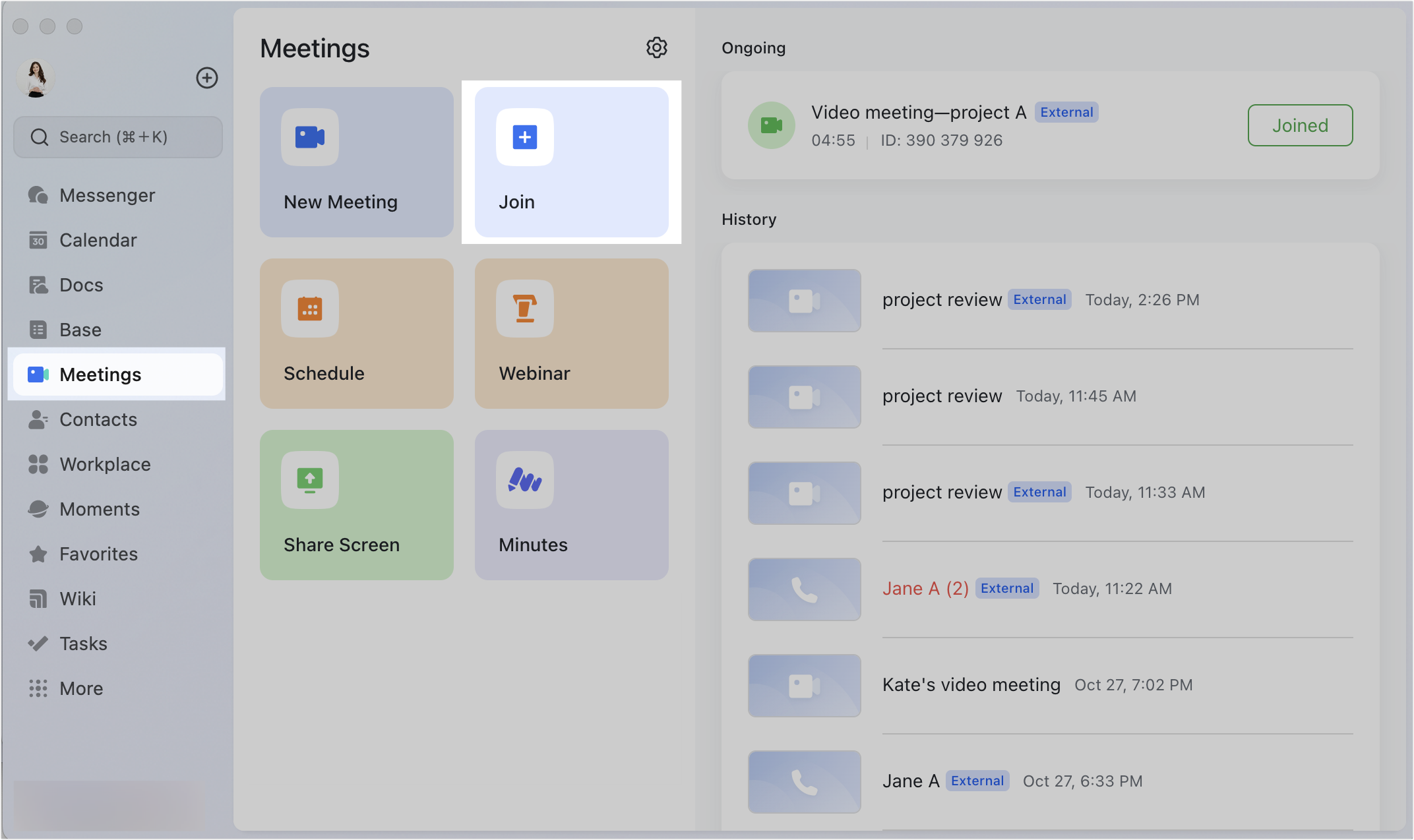 Start or join calls and video meetings