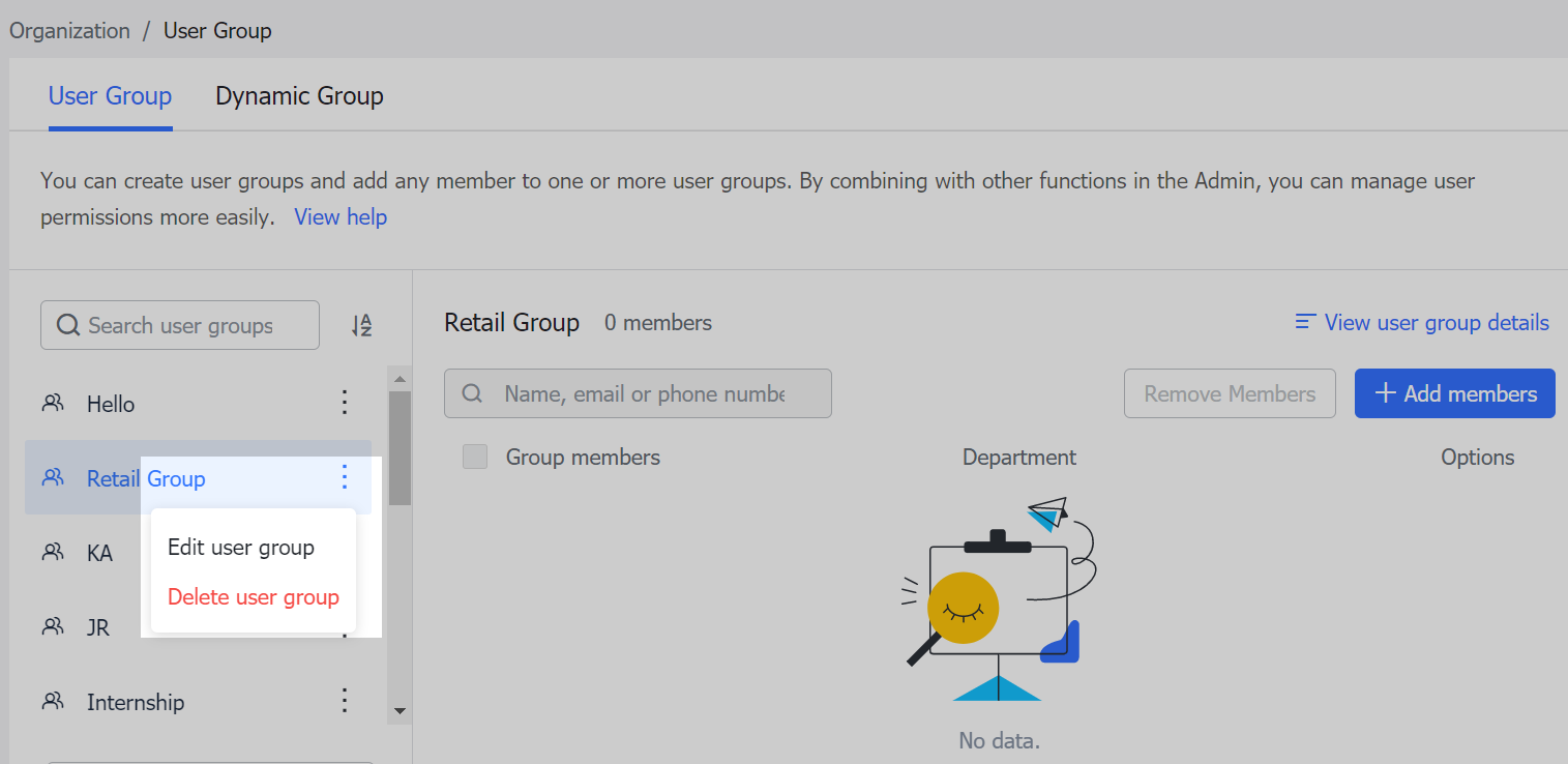 Admin | Manage user groups