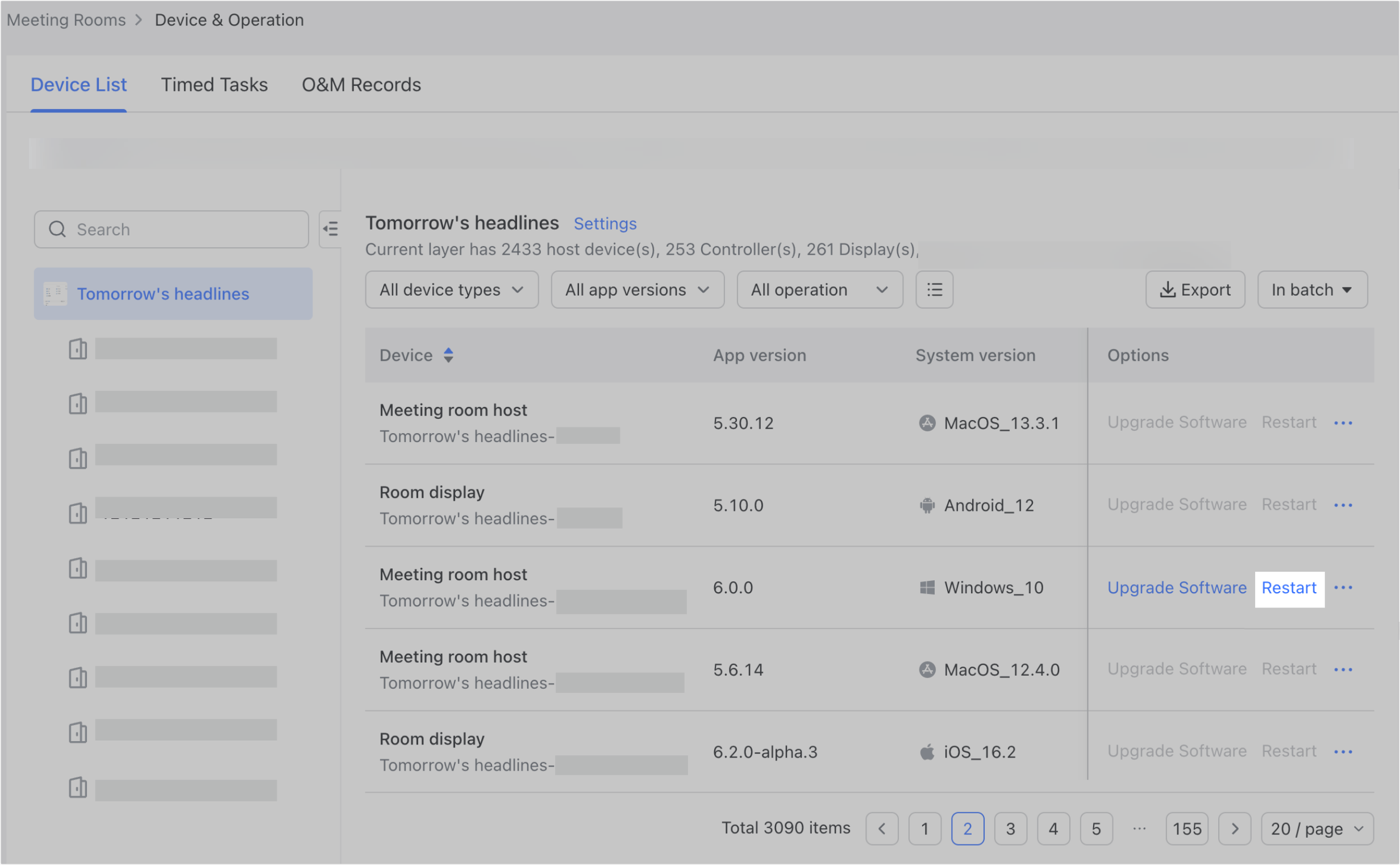 Admin | Manage meeting room devices